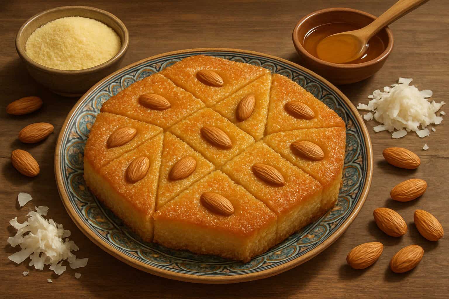 Authentic Basbousa Recipe (Egyptian Semolina Cake)